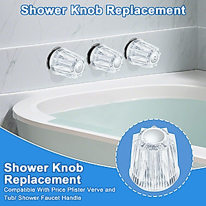 UCDETD Shower Knobs 3 Piece Replacement and Flange Base, Clear Acrylic Plastic Hot/Cold/Diverter Shower Knob Compatible with Price Pfister Contessa and Windsor Bathtub Shower Faucet Handle
