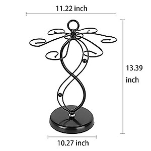 Countertop Wine Glass Holder - Freestanding Tabletop Stemware Storage Rack Metal Glasses Display Rack Black with 6 Hooks