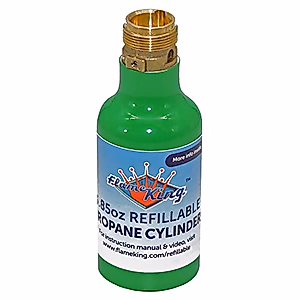 Flame King 1/4-lb Empty Refillable Propane Cylinder Tank - Reusable & Transportable - Safe and Legal Refill Option - UL1769 Listed Valve
