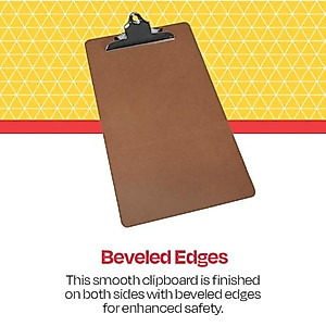 School Smart Legal Clipboard, 9 x 15-1/2 x 1/8 Inches, Hardboard, Brown, Bright Nickel