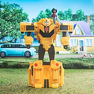 Transformers Toys EarthSpark Spin Changer Bumblebee 8-Inch Action Figure with Mo Malto 2-Inch Figure, Robot Toys for Ages 6 and Up