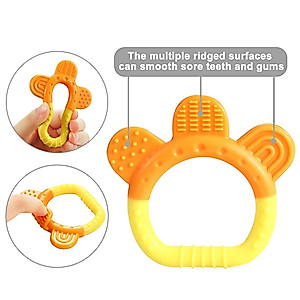 PandaEar 3PCS Soothing Teether Set, BPA Free Chew Toys Natural Freezer Safe for Babies Infants Toddlers, Teething Ring, Giraffe Pacifier Teether