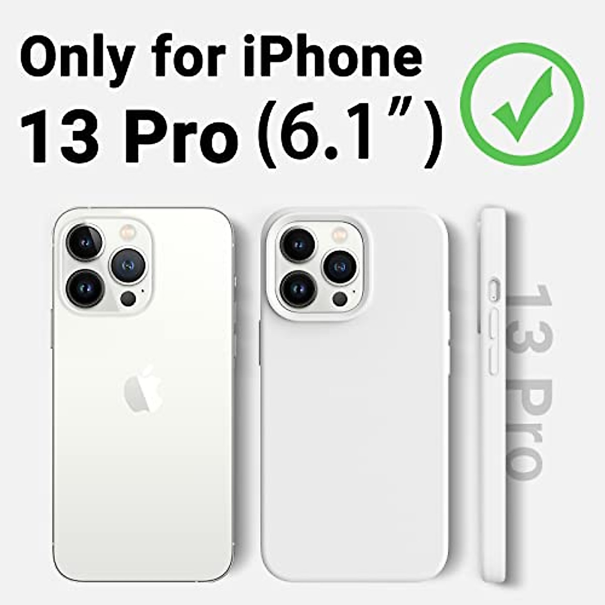 AOTESIER Shockproof Designed for iPhone 13 Pro Case, Liquid Silicone Phone Case with [Soft Anti-Scratch Microfiber Lining] Drop Protection 6.1 inch Slim Thin Cover（White）
