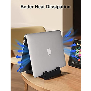 meatanty Dual Vertical Laptop Stand Holder 2 Slot MacBook Pro Vertical Stand Laptop Accessories, Desktop Storage for All MacBook/Surface/HP/Dell/Chrome Book Up to 17.3″ -Black