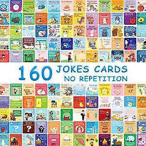 zheyistep 160 Joke Cards for Kids Lunch Box Jokes for Kids, Inspirational Lunch Notes for Boys Girls Students Lunch Notes Jokes Cards with 80 Reward Stickers for Teacher