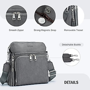 Roulens Crossbody Bag for Women,Lightweight Medium Crossbody Purse Soft Leather Women's Shoulder Handbags with Tassel