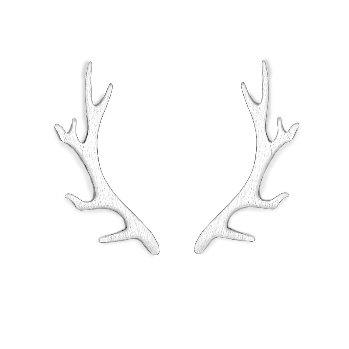 Altitude Boutique Deer Antler Earrings For Women | Tree Branch Crawler Stud Earrings | Outdoor Earring Cuffs Animal Earrings (Silver)