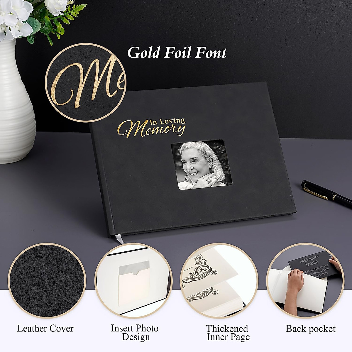 Funeral Guest Book For Memorial Service ,Funeral Sign In Book for guests,Hardcover Funeral Guest Books Celebration of Life,In Loving Memory Guest Sign In Book for Funeral,Total 88 pages for 280 Guests