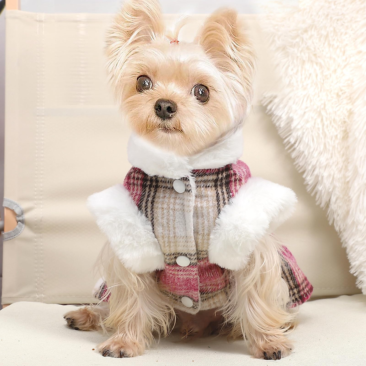 Dog Sweater Christmas Dog Winter Clothes for Small Dogs Boy Girl Dog Dress Warm Fleece Chihuahua Yorkie Teacup Dog Sweaters Dresses Dog Sweater for Small Dogs Girl Cat Sweaters, Rose, XS