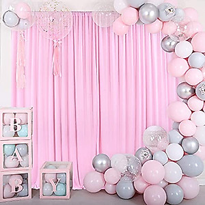 AK TRADING 10 feet x 10 feet Polyester Backdrop Drapes Curtains Panels with Rod Pockets - Wedding Ceremony Party Home Window Decorations - Pink (DRAPE-5x10-PINK), 5FT x 10FT