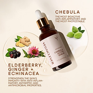 Vegnclever Chebula Active Serum for Face - Anti Aging Antioxidant Serum with Hyaluronic Acid and Vitamin C - Hydrating & Firming Facial Serum for Dark Spots, Fine Lines and Wrinkles, 1.7 Fl Oz