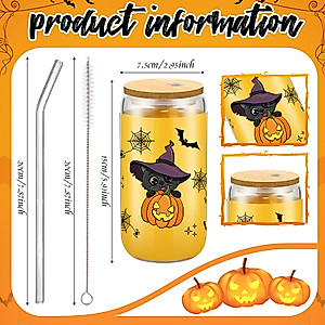 Teenyyou 6 Set Halloween Glasses Cups 16 oz Halloween Pumpkin Ghost Skull Bat Cups Halloween Iced Coffee Cup with Lid Straw Cute Drinking Beer Tumblers for Halloween Party Gift Basket Stuffer