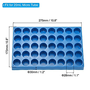 PATIKIL Vial Rack for 20ml Autosampler Vials, 2 Pack Vial Tray Holder 40-Well Stackable Test Tube Rack Vial Holder for Microcentrifuge Tubes, Blue