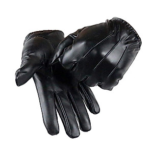 Long Keeper Men Leather Touchscreen Gloves Winter Driving Warm Wrist Gloves