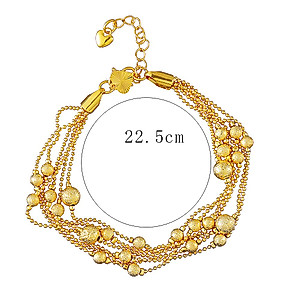 Ethlyn 18K Gold Plated Beads Bangles Bracelets Party Accessories for Women Girls Gifts (H)