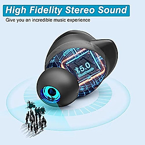 Integral Memory Earphone Wireless Earbuds,Bluetooth 5.0 Headset, IPX5 Waterproof in Ear Touch Earplug, Headset Lasting for 8 Hours, with Built-in Microphone Phone/Android/iOS (A), Black