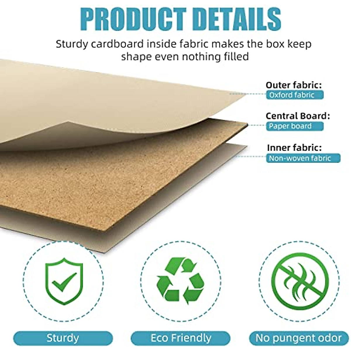 Bagnizer Foldable Fabric Storage Bins with Lids, 14.4x10x10'' Decorative Stackable Storage Cubes with Handles, Toy Clothes Blanket Storage Organizer, Closet Storage Basket/Box/Containers