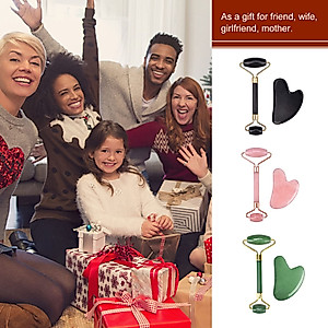 ideayard Face Roller and Gua Sha Set - Jade Roller Anti Aging Massager Tool - Natural Jade Roller for Face and GuaSha Stone for Body - Beauty Roller Skin Care Tools Kit for Slimming & Firming（Pink）