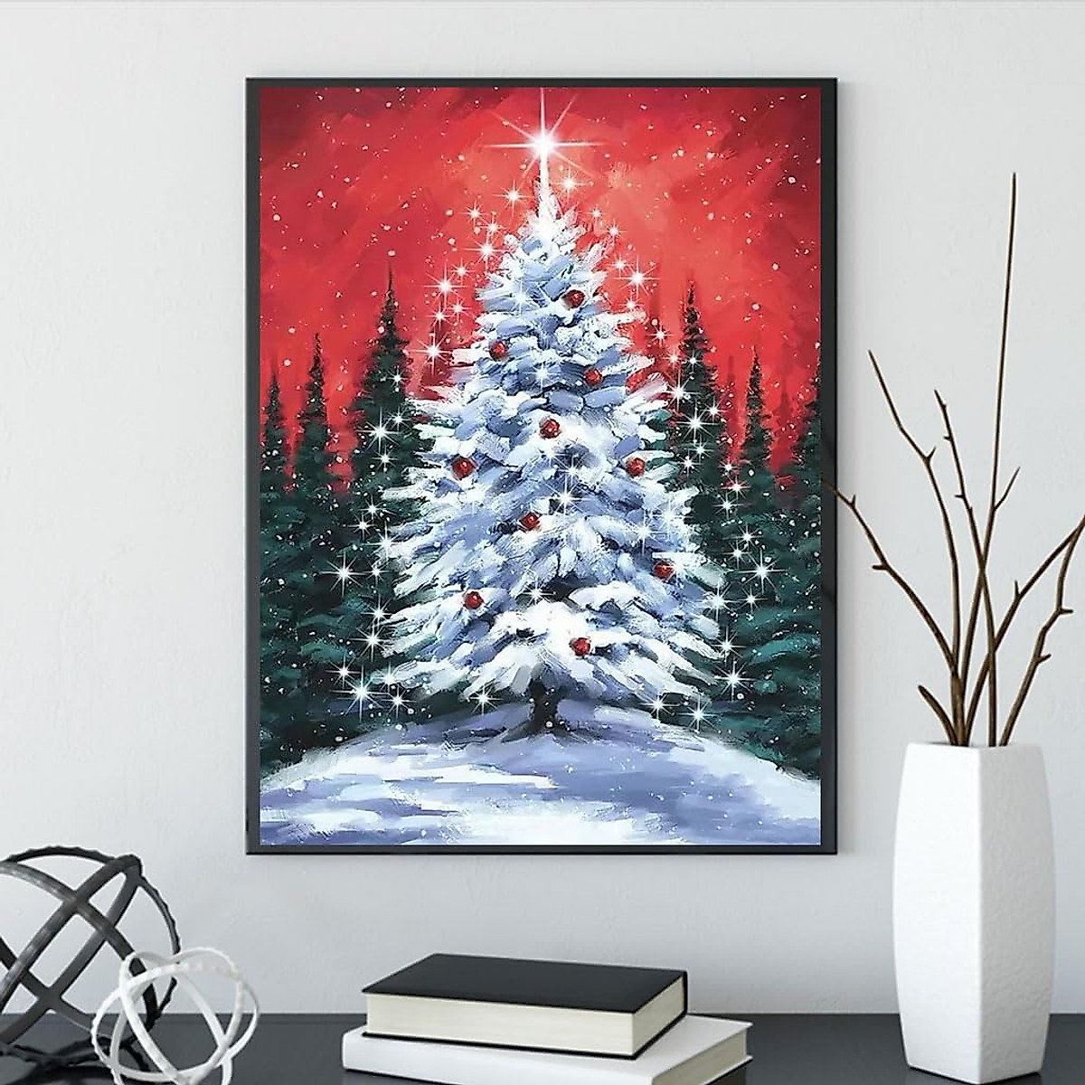 Christmas Tree Diamond Art Painting Kits for Adults - Full Drill Diamond Dots Paintings for Beginners, Round 5D Paint with Diamonds Pictures Gem Art Painting Kits DIY Adult Crafts Kits 12x16inch