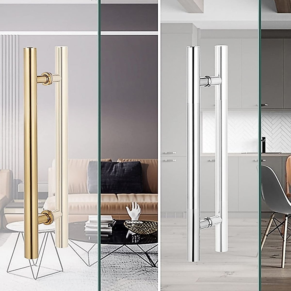 SUCHETA Modern Barn Door Handles Heavy Duty Commercial Grade Push Pull Handles Double Sided,Stainless Steel Door Grab for Interior and Exterior Door