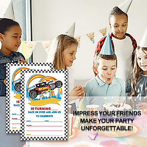 20 Hot Cars Birthday Party Invitations Cards with Envelopes 4"x6" - Red Hot Race Car Themed Birthday Party Supplies, Wheels Party Invitations, Decorations, Favors for Boys Girls Kids Teens. (044)