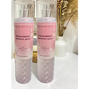 Bath & Body Works Strawberry Snowflakes Fine Fragrance Body Mist Gift Set 8 oz Pack Lot of 2 (Strawberry Snowflakes) 8 Fl Oz (Pack of 2) 16 Fl Oz
