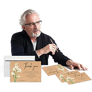 lily Minimalism Funeral Thank You Cards with Envelopes,Fillable Funeral Thank You Cards,Thank You Notes,Thank You Notes With Envelopes Set,Floral Thank You Cards,Personalized Thank You Cards,G5