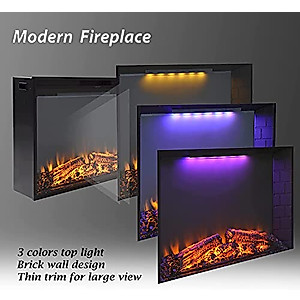 Valuxhome Electric Fireplace, 30 Inches Fireplace Insert for Existing Fireplace or TV Stand, 3 Color Top Light, 750/1500W, Black