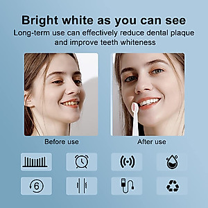 DAHOKO Electric Toothbrush for Adults, Smart Timer & Sonic Cleaning Toothbrush Electric, with 6 Brushing Modes, Brushing Cleansing Massage 3-in-1 Multifunction Electric Toothbrushes Set, White