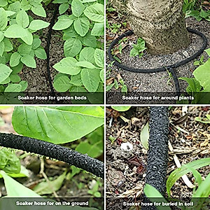 Soaker Hose 150 FT for Garden Beds 1/2 Inch,Solid Brass Connectors Rubber Longer Lasting Drip Irrigation Save 70% of Water Various Accessories Great for Lawn and Yard (150FT)