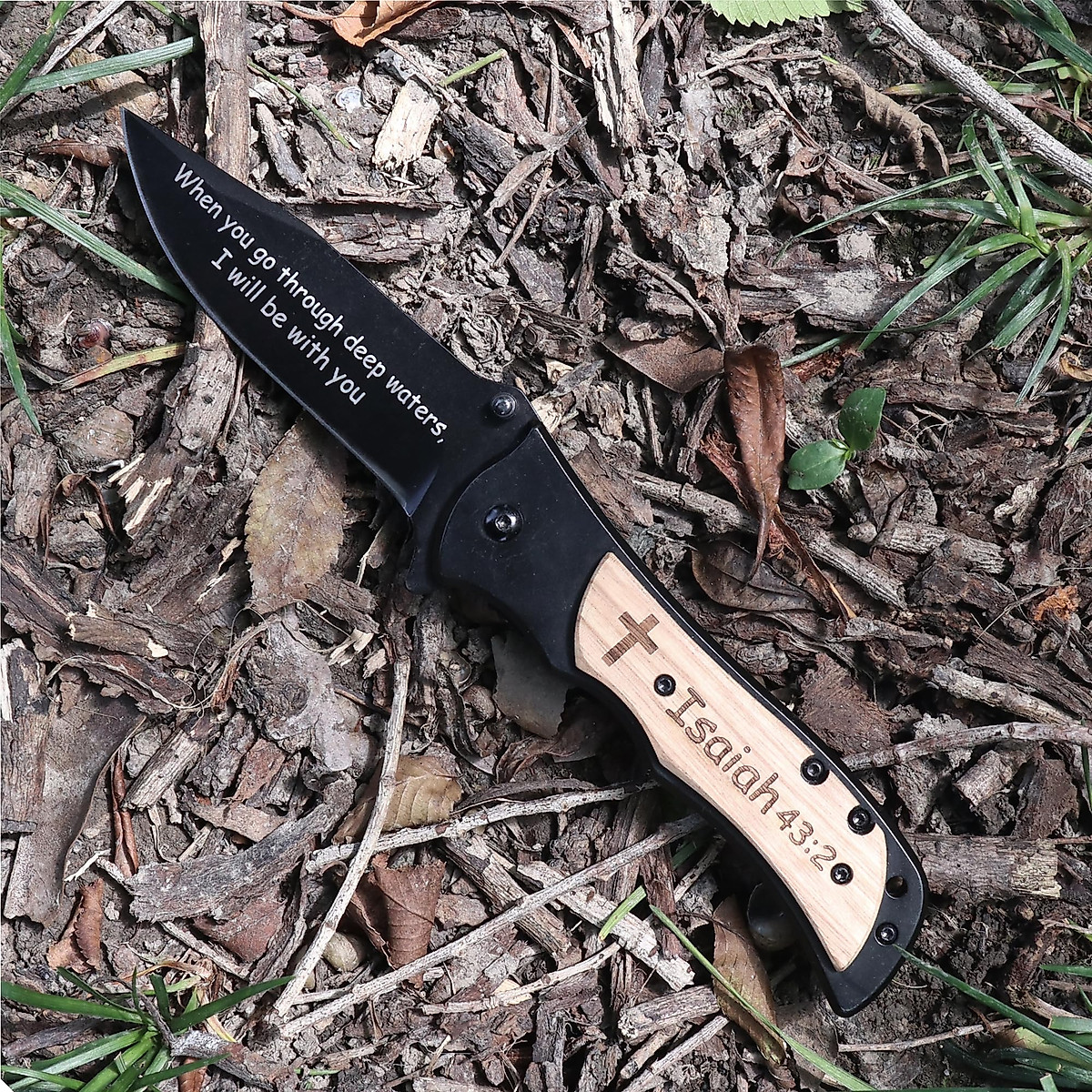 MRSLYFQH Christian Scripture Gifts Utility Tool,Engraved Bible Verse Catholic Confirmation Baptism Gifts,Pastor Gifts (Isaiah 43:2)