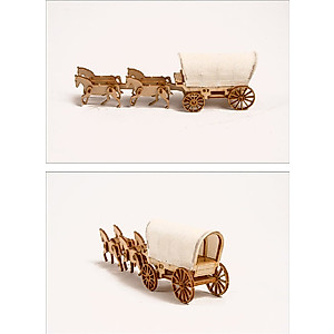 Desktop Wooden Model Kit Western Wagon Set