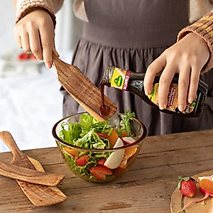 Jinxiao Wood Spurtles Kitchen Tools Set with Holders,5 Pcs Natural Teak Wooden Utensils for Non Stick Cookware and Instant Pot For Steak,Salad,butter.