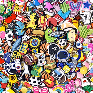 CXPHT 35,50,100 Pcs Random PVC Shoe Charms,Garden Shoes Cute Shoe Charms Wristband Bracelet Decoration with Different Designs Shape for Girls,Boys and Adult Party Gift(50)