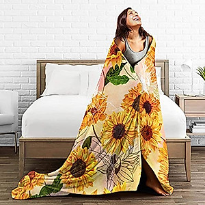 tiehrpr Flannel Fleece Throw Blanket Sunflower Gifts Print for Kids Adults Women 50"X40"