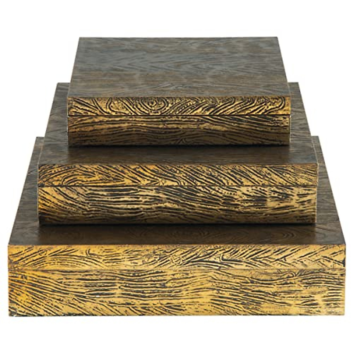 Signature Design by Ashley Keldy Box, Set of 3, 13"W x 13"D x 3"H, Metallic