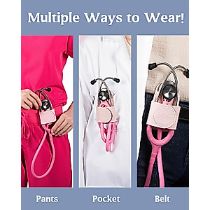 Stethoscope Holder with Cute Pink & Hygienic Design | Stethoscope Holder Hip Clip in Gift Box | Stethoscope Accessories | Stethoscope Clip w Durable Adhesive | Stethoscope Holster | Nurse Accessories