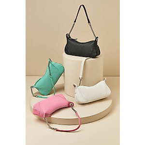 DORIS&JACKY Small Goatskin Leather Shoulder Bag With Metal Chain (1-Black)