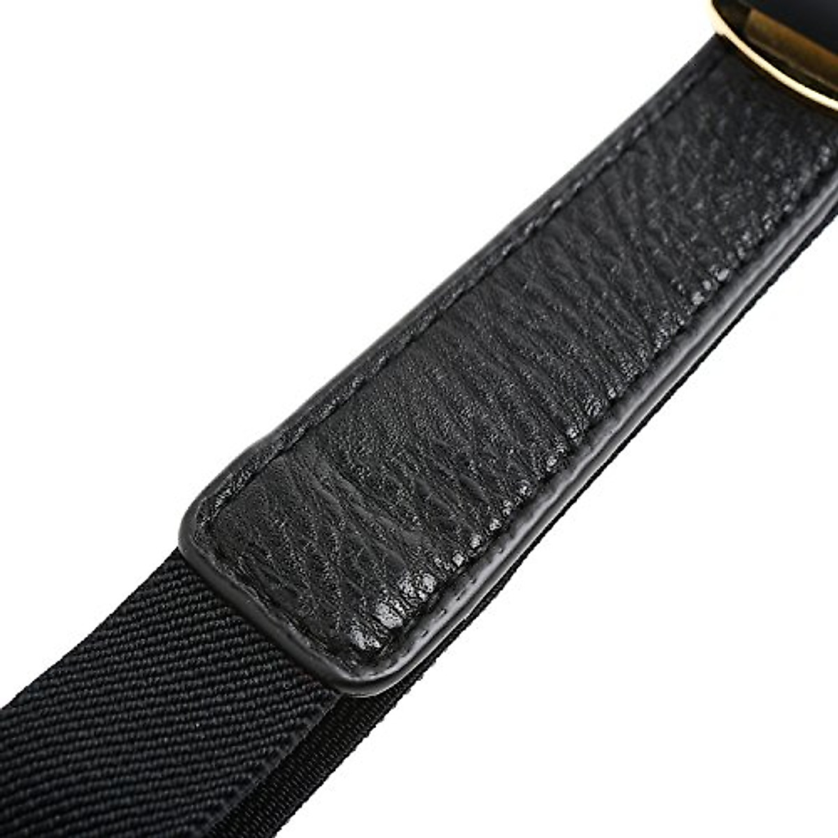 Syuer Womens 1" Width Bow Skinny Elastic Waist Belt Stretchy Belt Thin Belt (L-XL (31"-37"), Black)