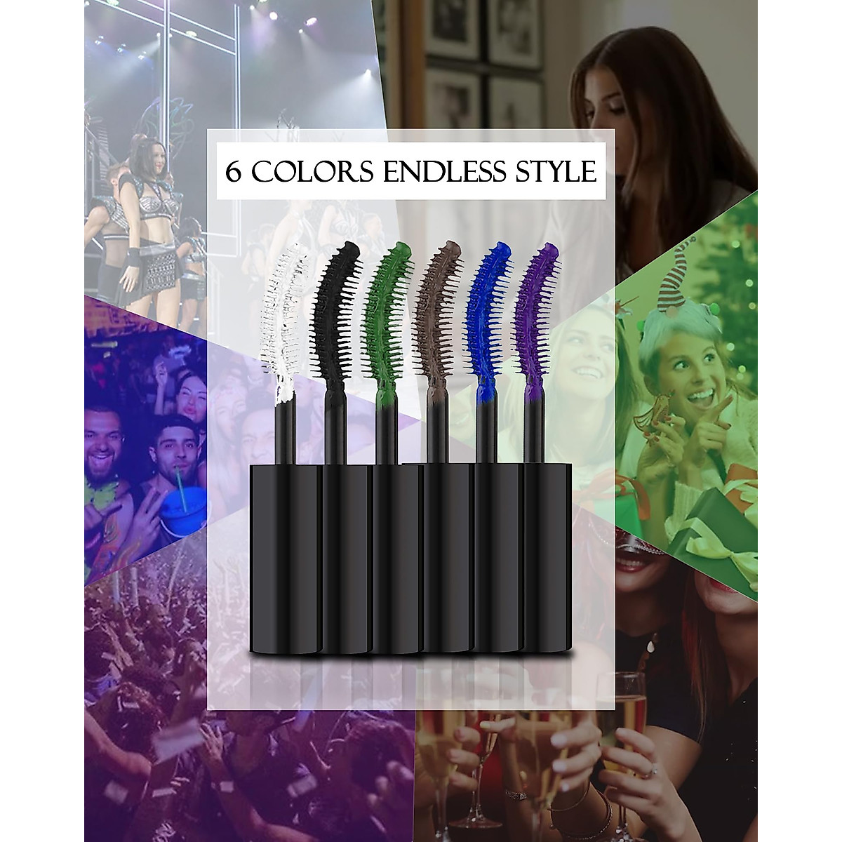 Waterproof Green Mascara Volume and Length,Long Lasting Non Clumping Curling Voluminous Colored Mascara for Eyelashes, Colorful Volumizing Tubing Mascara for Women Eye Makeup Cosplay Party-03