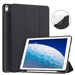 Soke for iPad Air 3 Case 2019 with Pencil Holder, Premium Smart Case, Strong Protection, Auto Sleep/Wake, Ultra Slim Soft TPU Back Cover for iPad Air 3rd Gen 2019/iPad Pro 10.5 2017(Black)