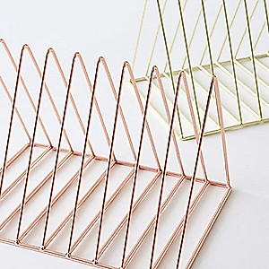 PENNGKE 2 Pcs Magazine Holder,Newspapers Holder,Letters Storage,Desktop File Sorter Organizer Triangle Bookshelf Decor Home Office,Rose Gold