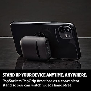 PopSockets PopGrip AirPods Holder + PopChain 2: Swappable Grip and AirPods Holder for Phones and Tablets - Black Gun Metal