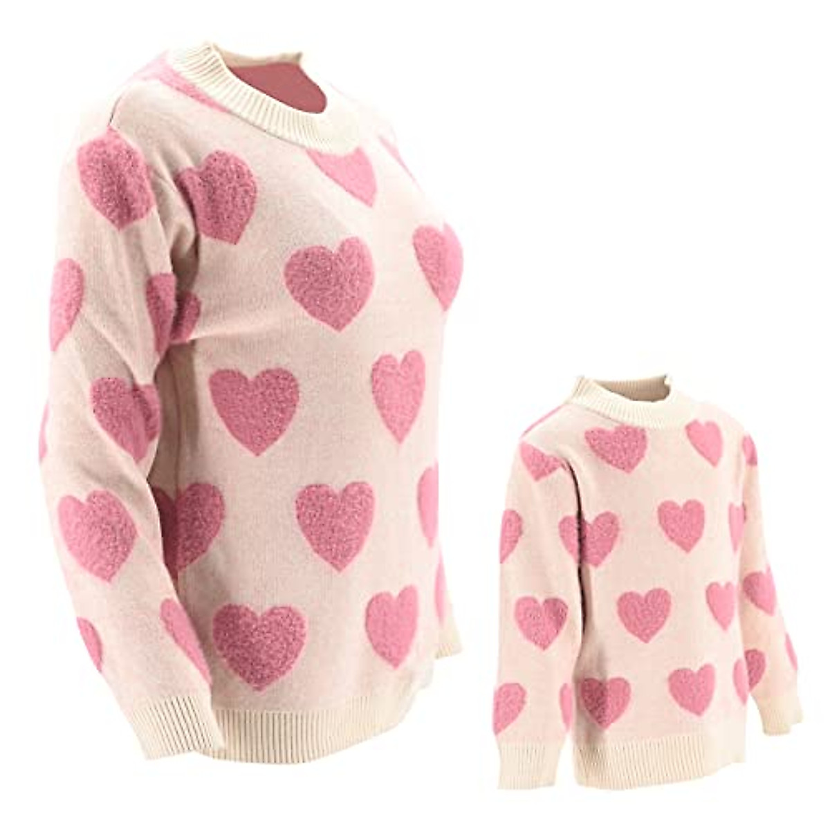 Unique Baby Womens Mommy and Me Valentines Crewneck Knit Sweater (Lrg, Grey)