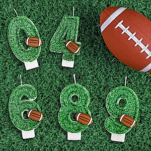 Football Number Candles, Green Birthday Candles with Football Ornament Artificial Turf Cake Topper for Boys Girls Anniversary Party Decoration Celebrations (Number 1)