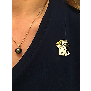 Dog Pin Jewelry White and Black Enamel with Gold Tone for Women, Girls, and Boys, Tac Lapel Bag Pin