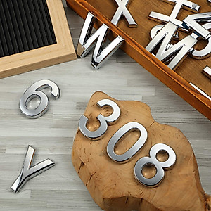 Outus 36 Pcs 3D Mailbox Number 0-9 Stickers and Letters Symbols Alphabet Adhesive Mailbox House Metal Address Street Stickers for Apartment Residence and Signs (2 x 1.2 Inches)