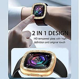 Wugongyan Compatible with Fitbit Versa 4 & Fitbit Sense 2 Screen Protector Case Bling Diamond Crystal TPU Full Protective Face Cover for Women Girls Smartwatch Accessories(5-Pack, Brilliant Colors)