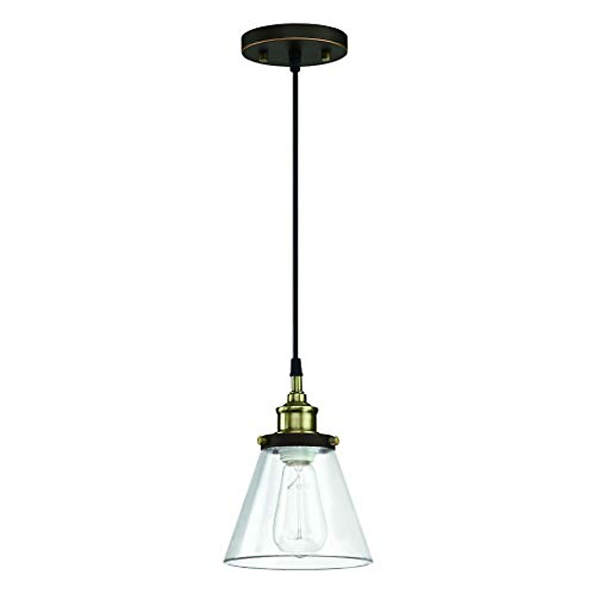 YaoKuem Pendant Lighting Fixture, Hanging Ceiling Lights, E26 Medium Base Max. 60 Watts, Clear Glass Cover, Bulbs not Included, 2-Pack