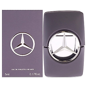 Mercedes-Benz Man Grey Perfume for Men - Amber Spicy Scent - Opens with Notes of Citruses and Pink Pepper - Blended with Sage and Ambroxan - Warm and Enveloping Fragrance - 0.15 oz EDT Spray